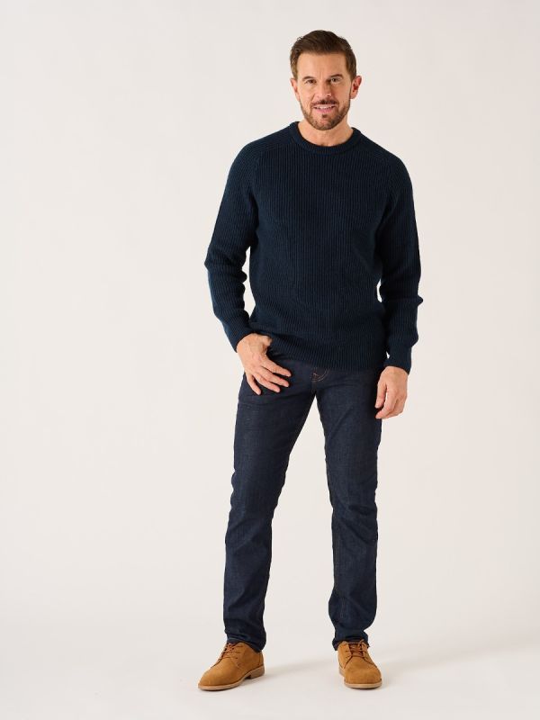 Navy Merino Rich Ribbed Lifestyle Jumper - Alderon | Knitwear & Jumper ...