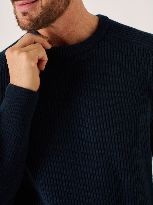 Navy Merino Rich Ribbed Lifestyle Jumper - Alderon | Knitwear & Jumper ...