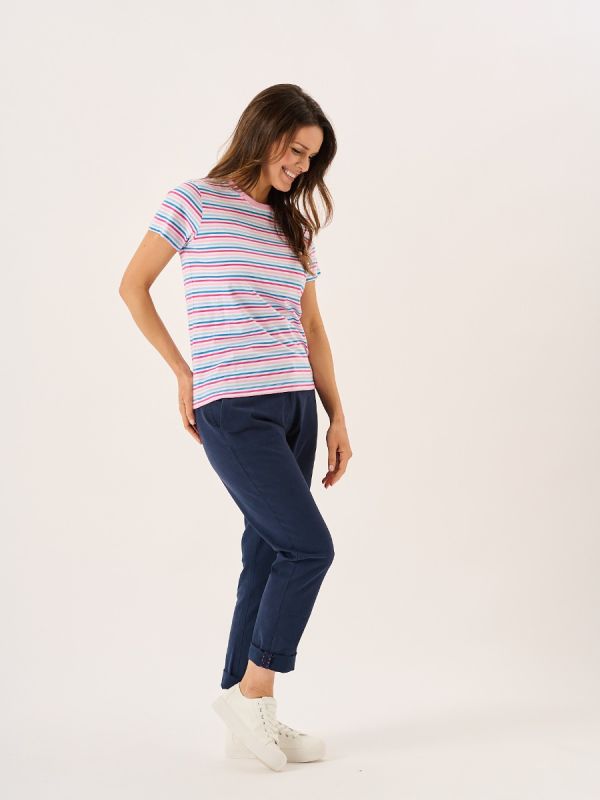 Ladies Striped multicoloured Cotton T-Shirt - Bali