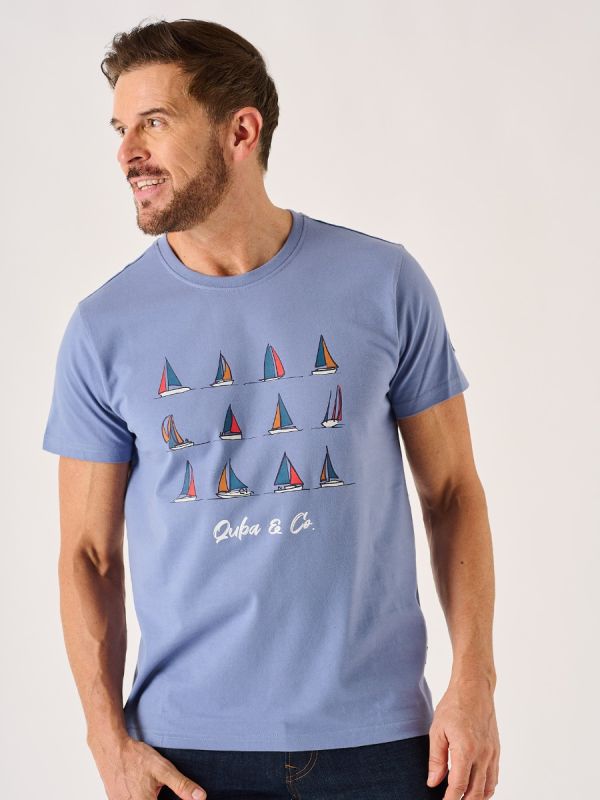 Cool Blue Nautical Print Lifestyle T-Shirt - Bendel