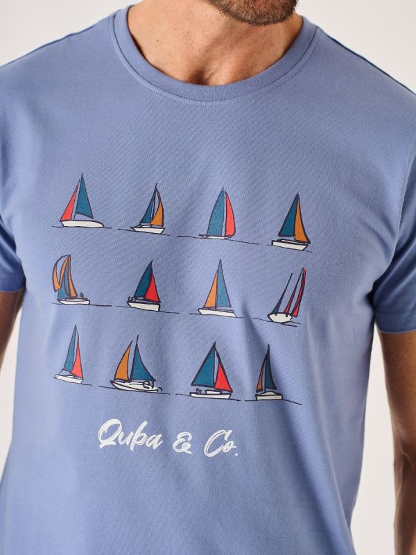 Cool Blue Nautical Print Lifestyle T-Shirt - Bendel