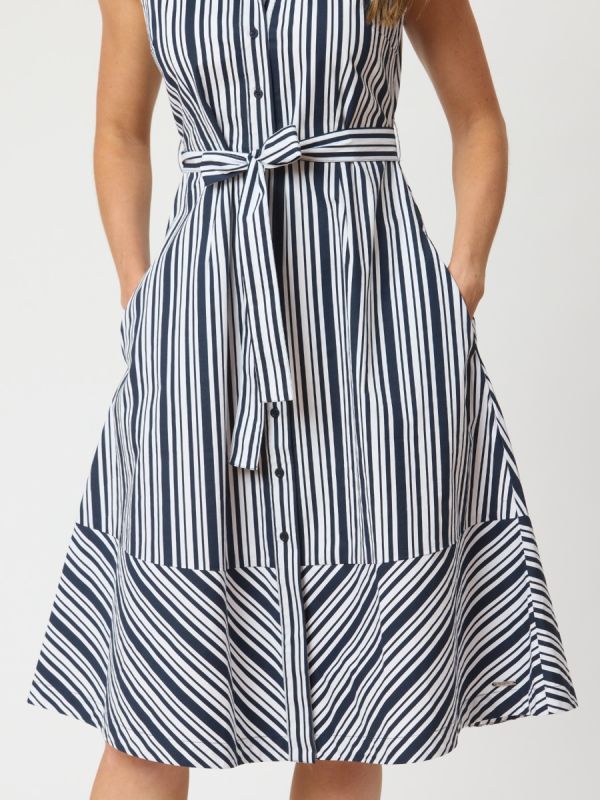 Blythe Stripe Cotton Shirt Dress In Navy And White| Dress & Skirts ...