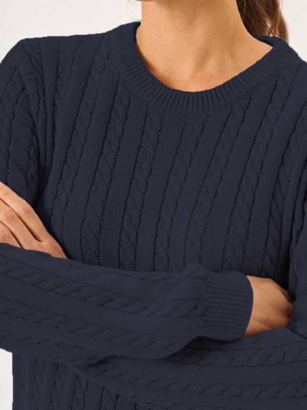 Navy Cotton Cable Knit Jumper - Calla| Knitwear & Jumper |Quba & Co