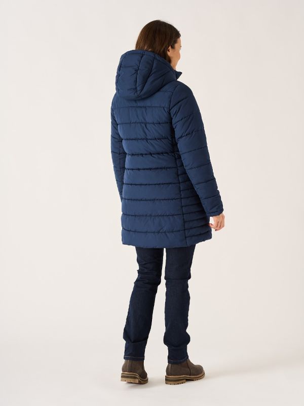 Navy Microfibre Quilted Coat - Julyana | Jacket, Gilet & Coat ...