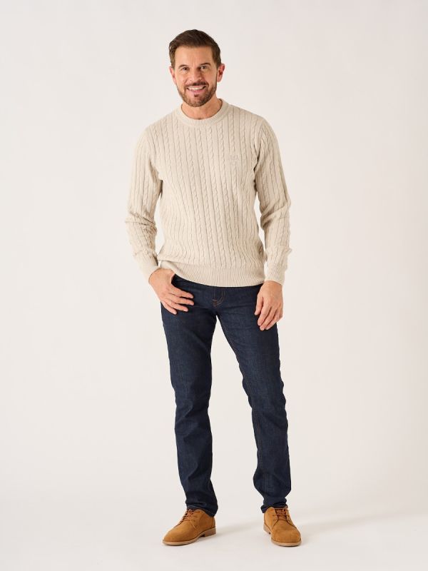 Oatmeal Lifestyle Cable Knitted Jumper - Mondell