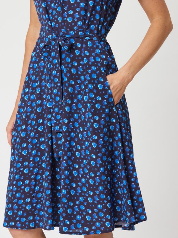Nima Fit And Flare Printed Dress in Navy And Blue| Dress & Skirts |Quba ...