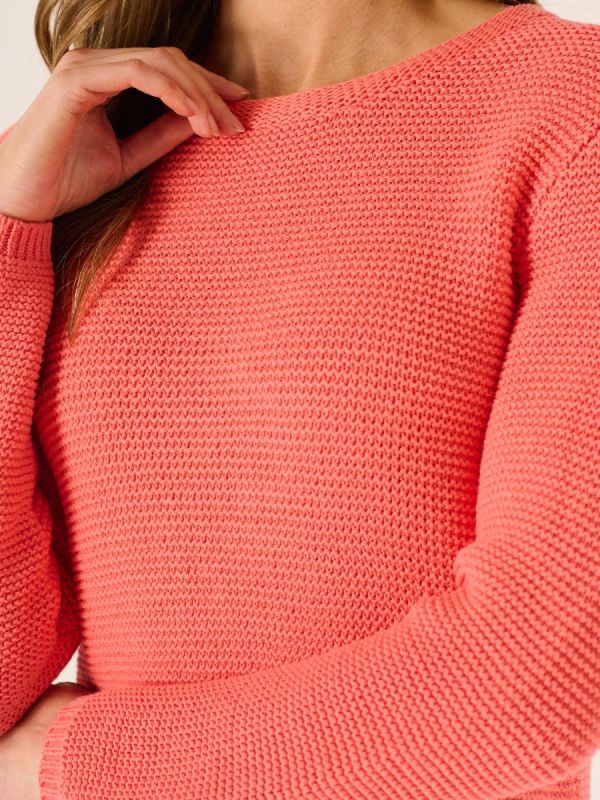 Scola Purl Stitch Jumper In Peach | Knitwear & Jumper |Quba & Co