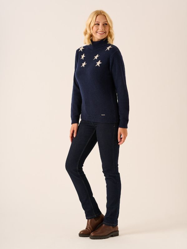 Navy Star Roll Neck Jumper Thres | Quba & Co
