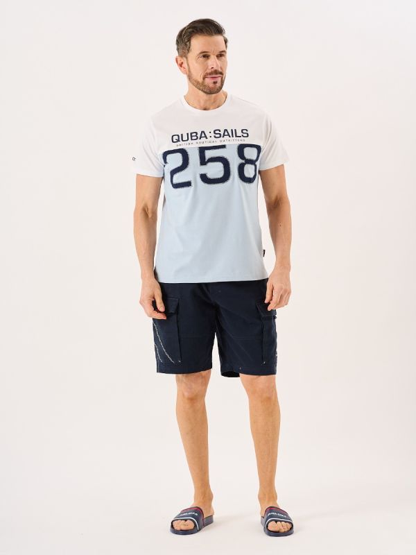 Men's Ash Blue And White Crew Neck X-Series T-Shirt - Tomie