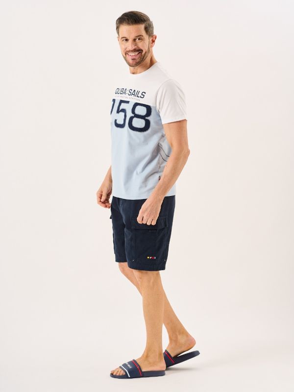 Men's Ash Blue And White Crew Neck X-Series T-Shirt - Tomie