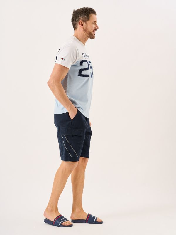 Men's Ash Blue And White Crew Neck X-Series T-Shirt - Tomie