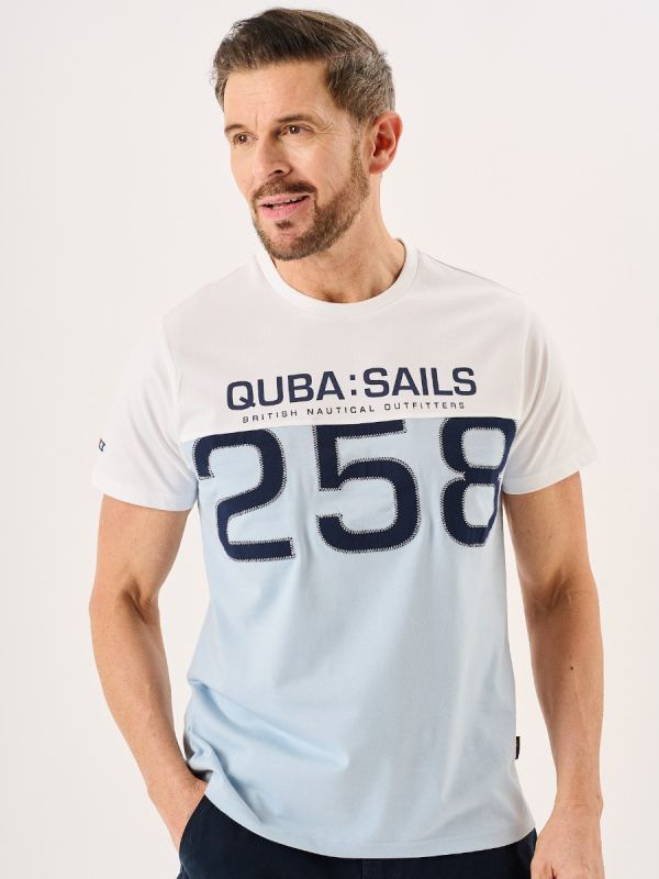 Men's Ash Blue And White Crew Neck X-Series T-Shirt - Tomie