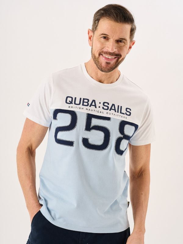 Men's Ash Blue And White Crew Neck X-Series T-Shirt - Tomie
