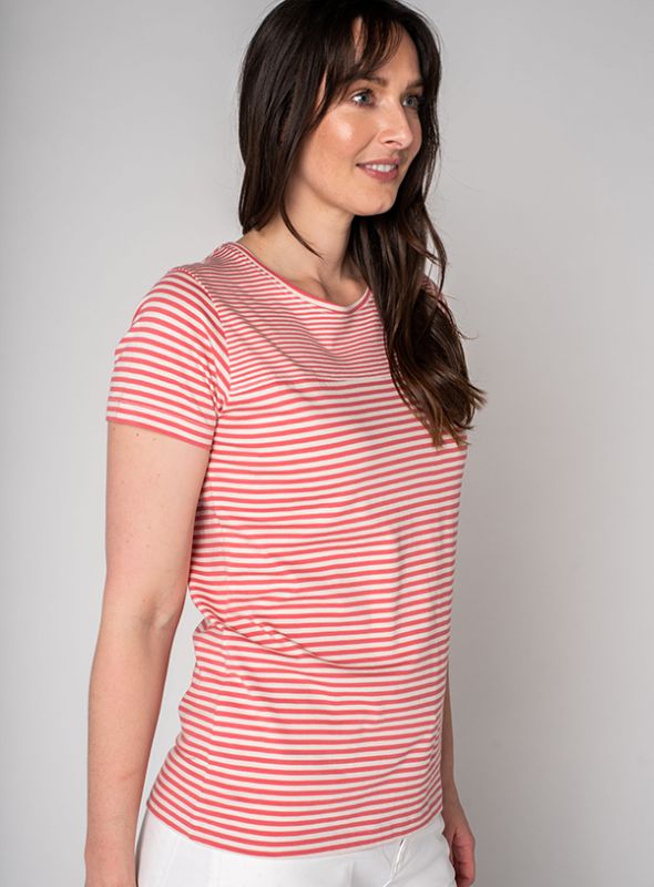 Becca Striped T-Shirt - Tea Rose | Quba & Co Tops and T-Shirts