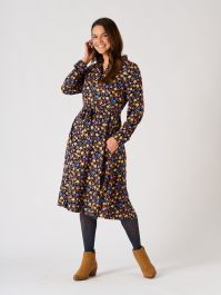 Navy Floral Print Long Sleeved Shirt Dress | Quba & Co Dresses and Skirts